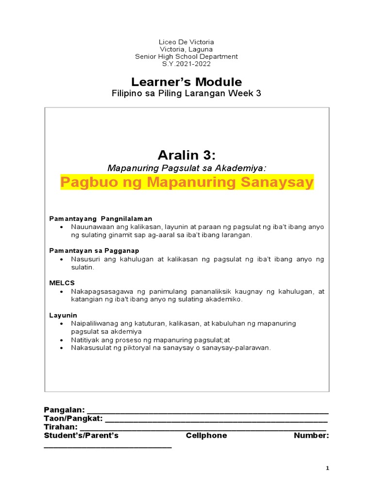 Aralin 3 Piling Larangan | PDF