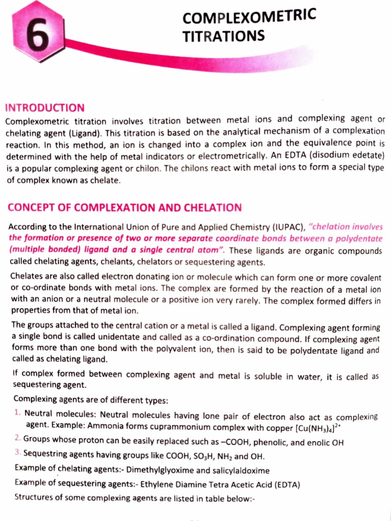 Complexometric Titration | PDF | Coordination Complex | Chelation