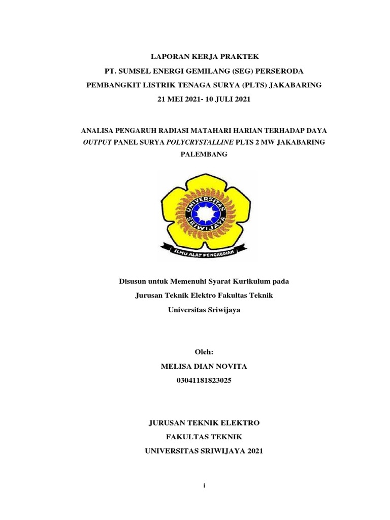 Analisa Radiasi Matahari PLTS Jakabaring | PDF | Sains & Matematika