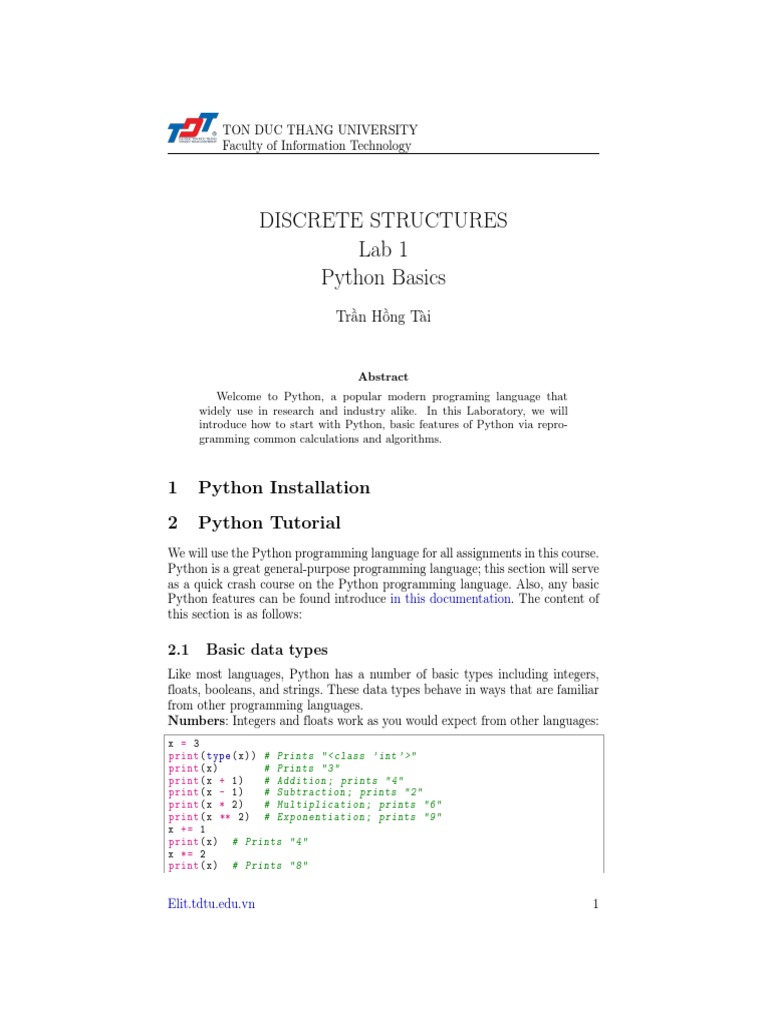 Lab 01 | PDF | Boolean Data Type | Matrix (Mathematics)