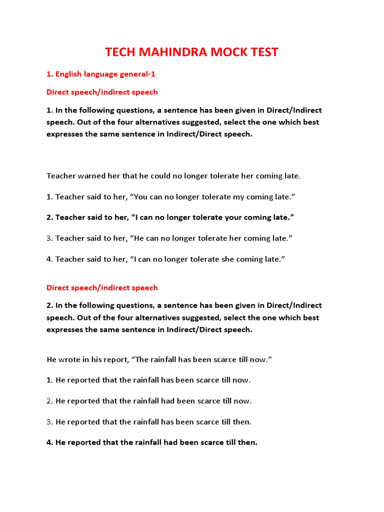 Tech Mahindra Old Question Paper 1 | PDF | Speed