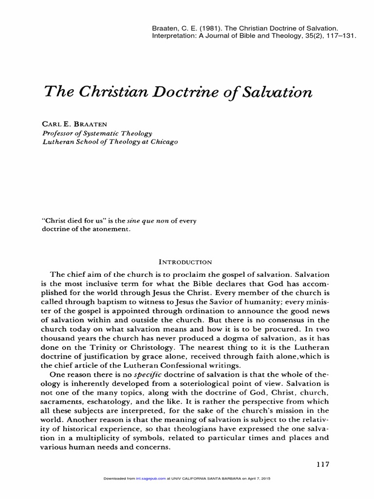 The Christian Doctrine of Salvation | PDF | Jesus | Christian Church