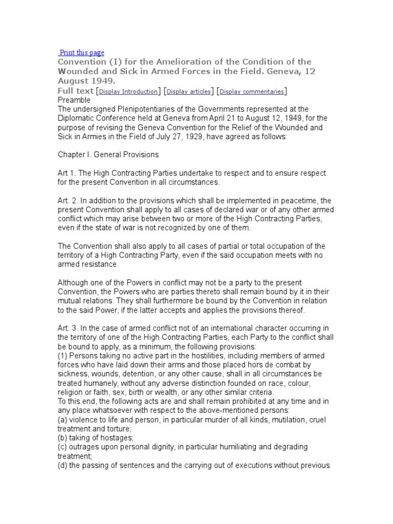 1st Geneva | PDF | Geneva Conventions | Treaty