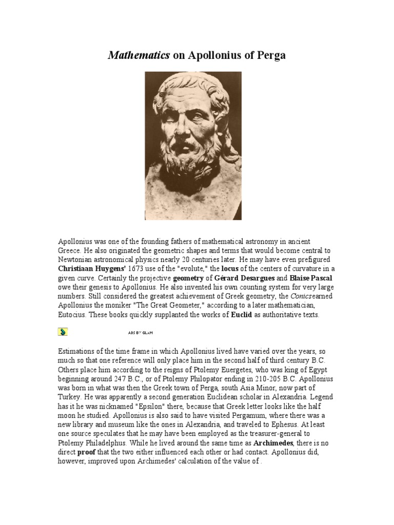 World of Mathematics On Apollonius of Perga | PDF | Teaching ...
