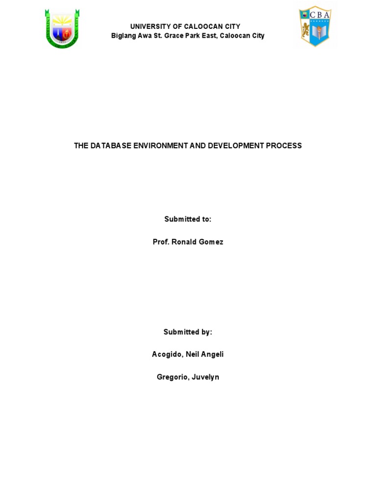 PART 1 - The Database Environment and Development Process | PDF ...