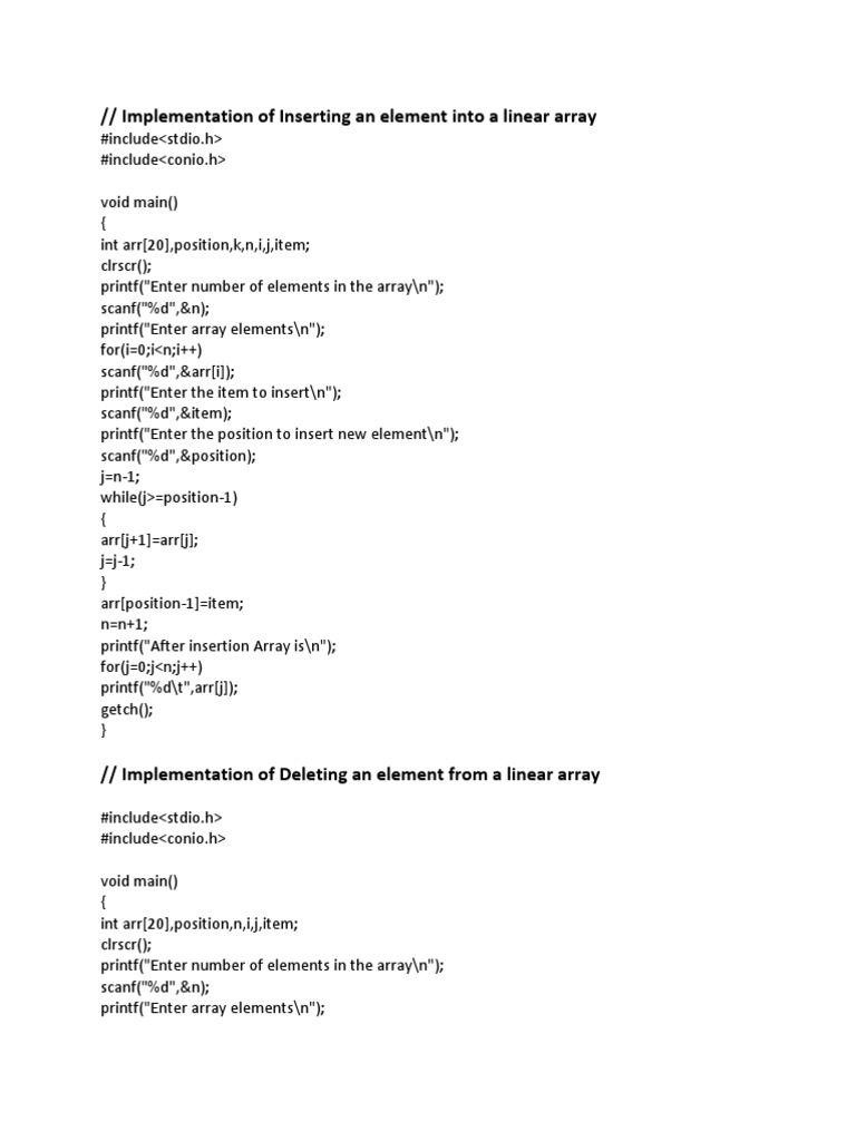 Implementation of Inserting An Element Into A Linear Array | PDF ...