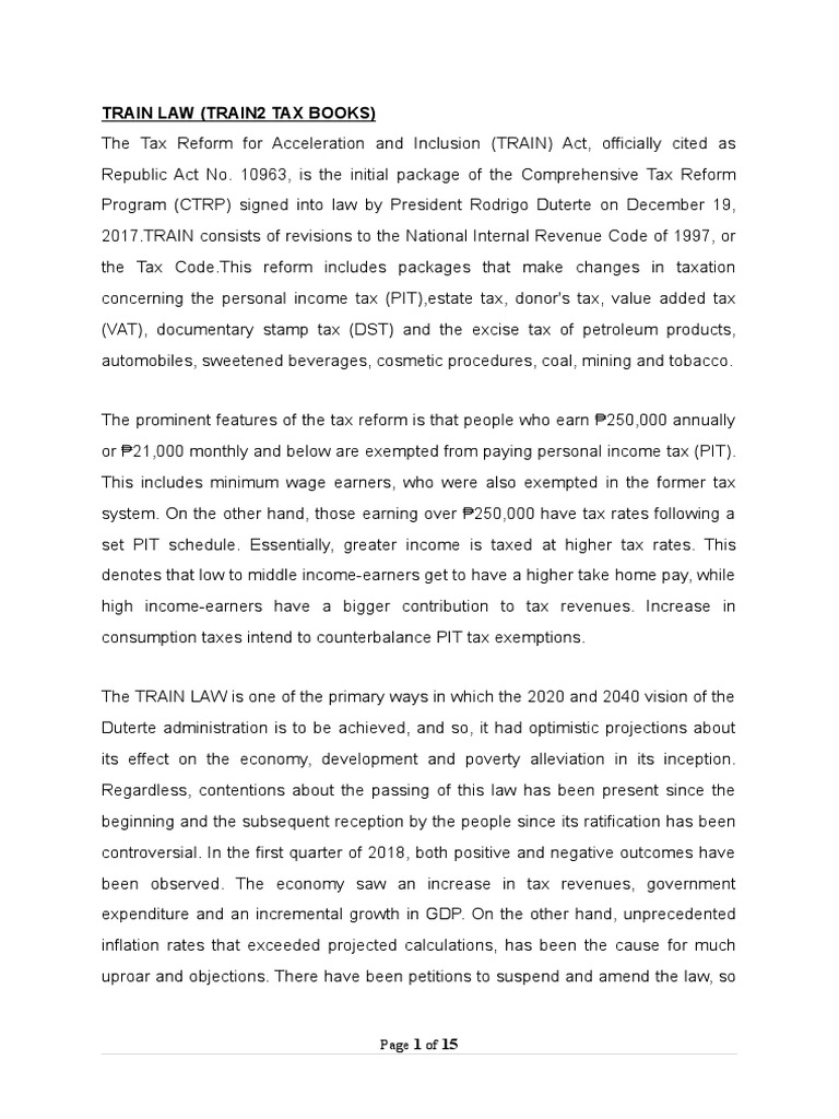 Train Law (Train2 Tax Books) | PDF | Globalization | Taxes