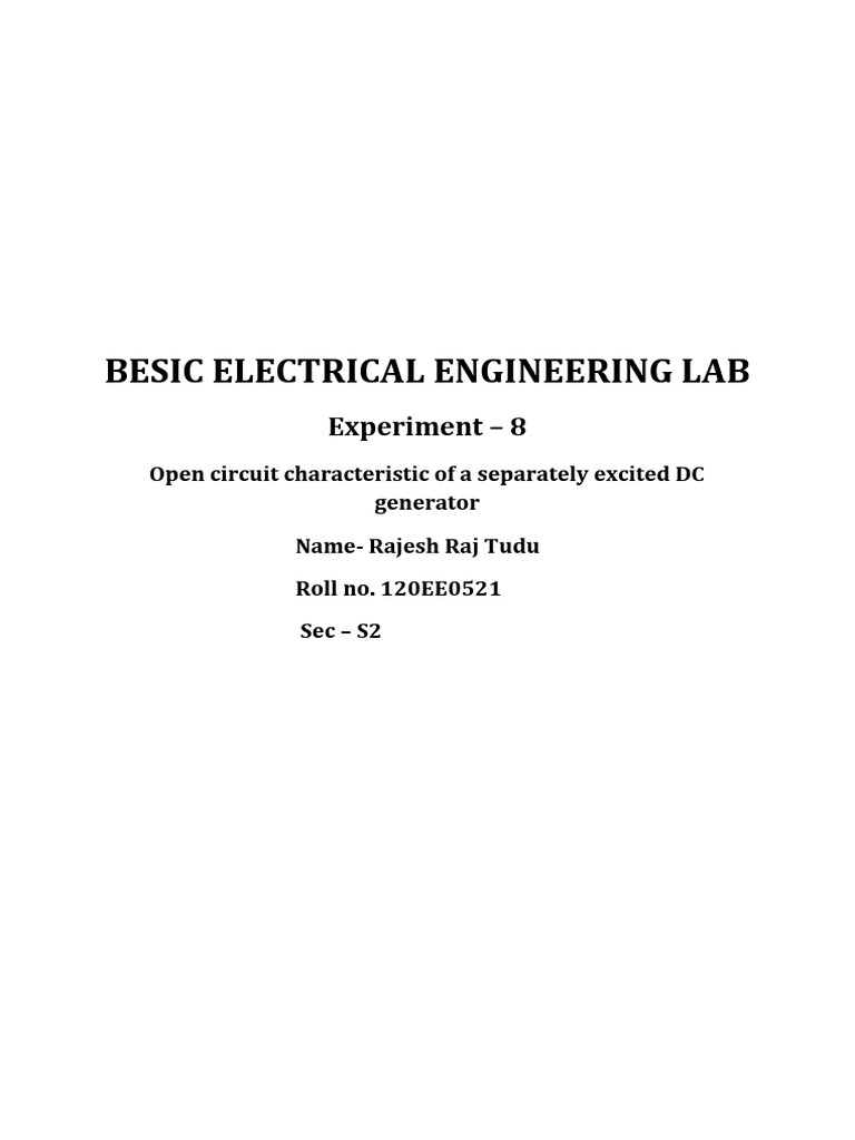 Besic Electrical Engineering Lab: Experiment - 8 | PDF | Electromagnetic Induction | Electric ...