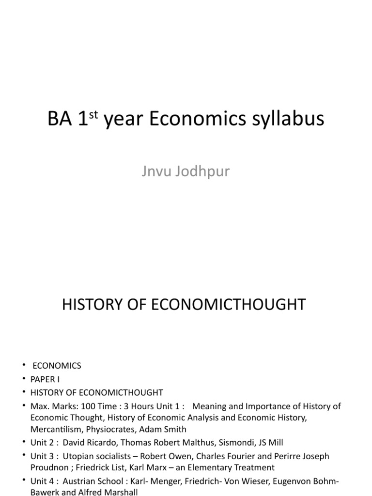 BA 1st Year Economics Syllabus | PDF | Economics | Microeconomics