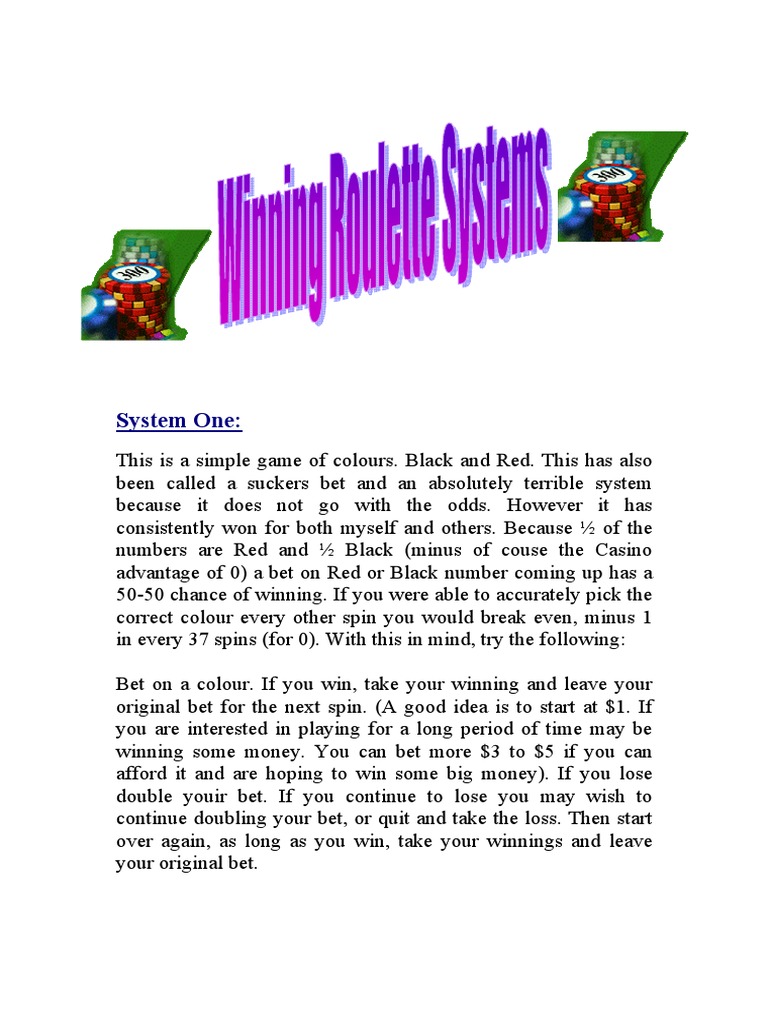 5 Winning Roulette Systems | PDF | Roulette | Gambling