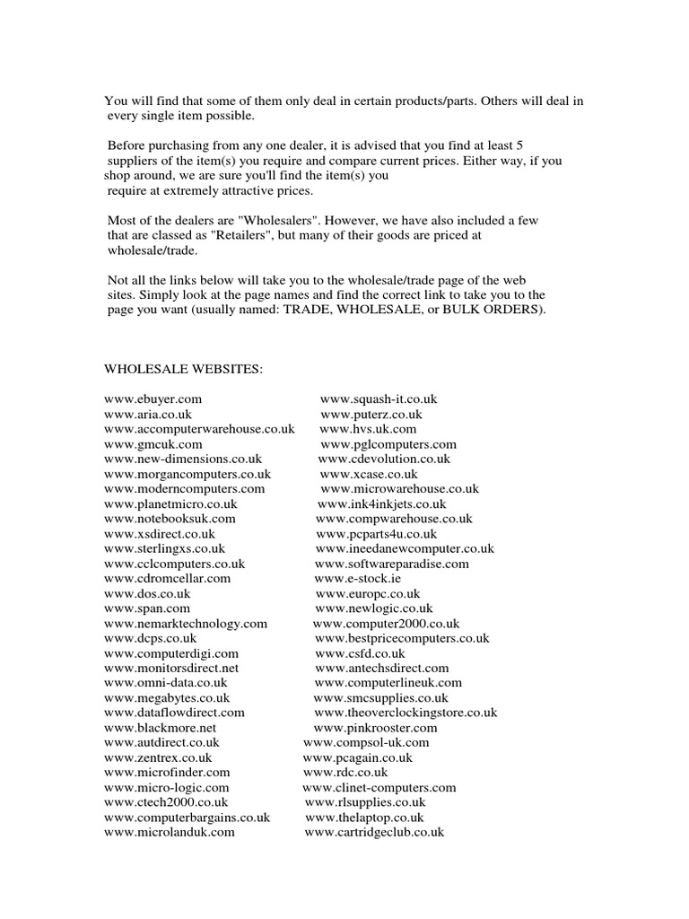 Computer Hardware Wholesalers | PDF | Marketing | Business