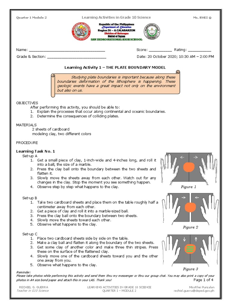 Learning Activity 1 - THE PLATE BOUNDARY MODEL: Learning Activities in ...