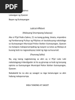Affidavit of Witness - Tagalog - Sample | PDF