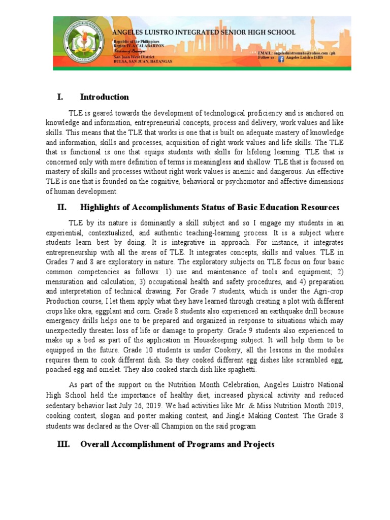 TLE Daily Accomplishment Report 2019 | PDF | Lifelong Learning | Teachers