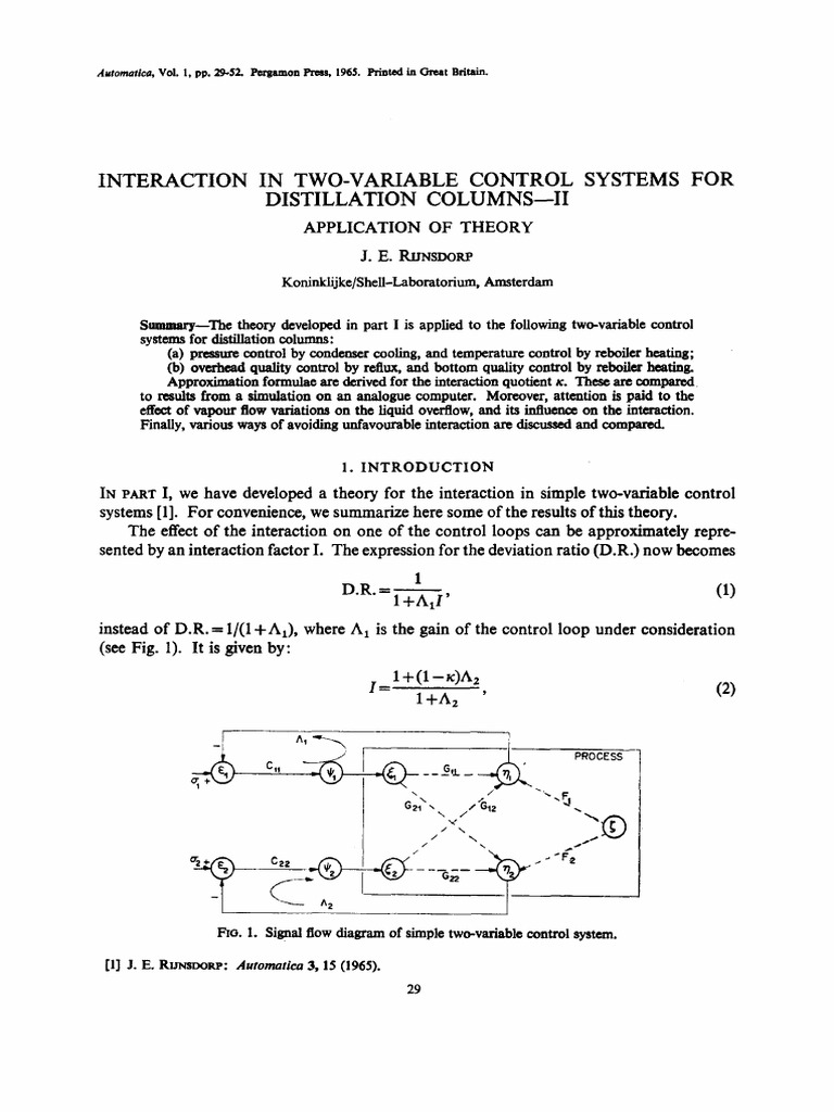 Theory: Interaction in Two-Variable Control Systems Distillation ...