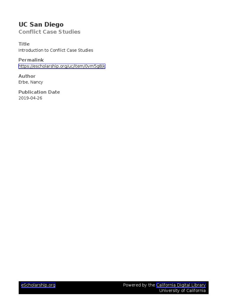 Introduction To Conflict Case Studies | PDF | Mediation | Conflict ...