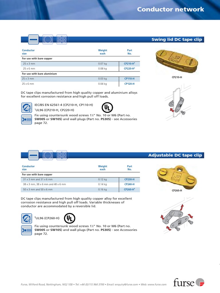 Furse CP210-H Conductor Clips Catalogue | PDF | Welding | Construction