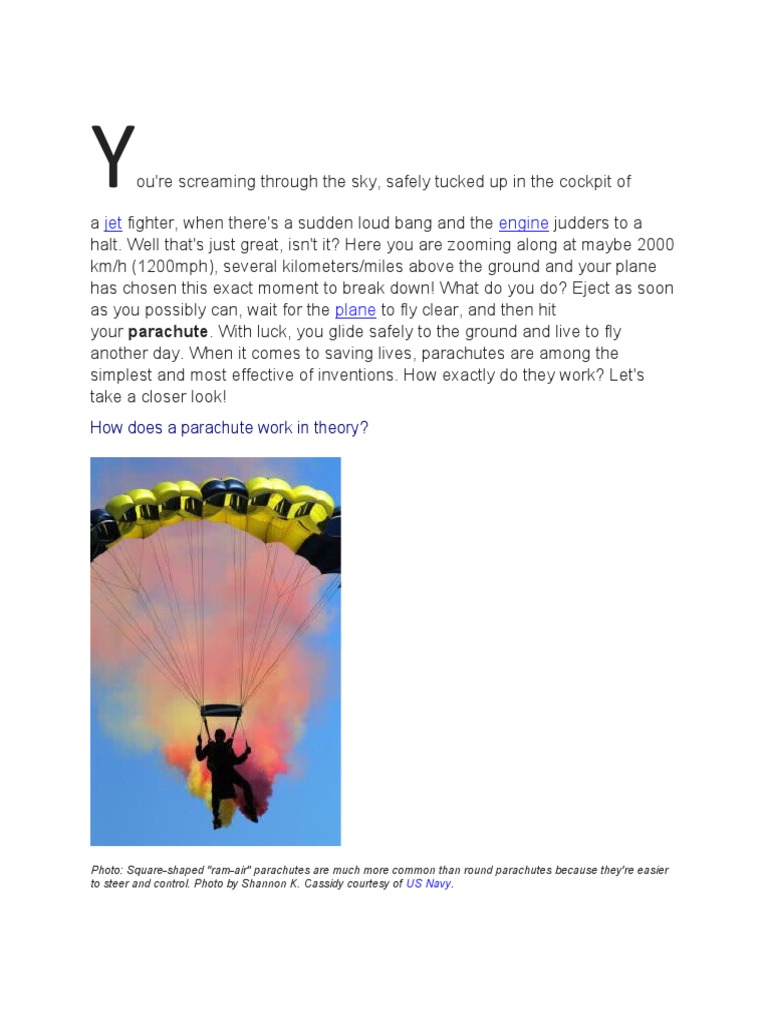 Jet Engine: How Does A Parachute Work in Theory? | PDF | Parachute