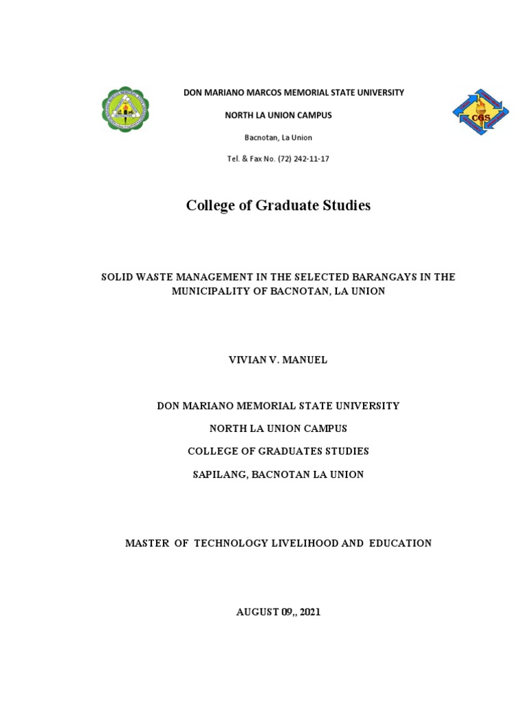 Thesis of Solod Waste Management | PDF | Waste Management | Municipal ...