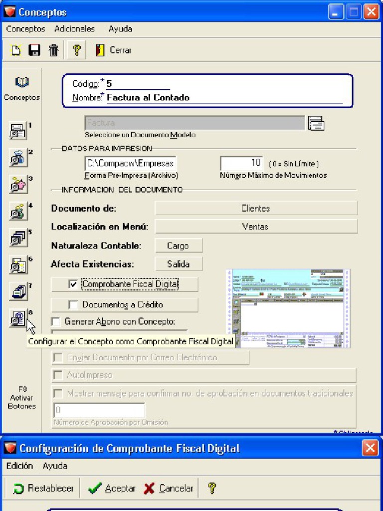 Configuracion CFD Adminpaq | PDF | Ventana (informática) | Factura
