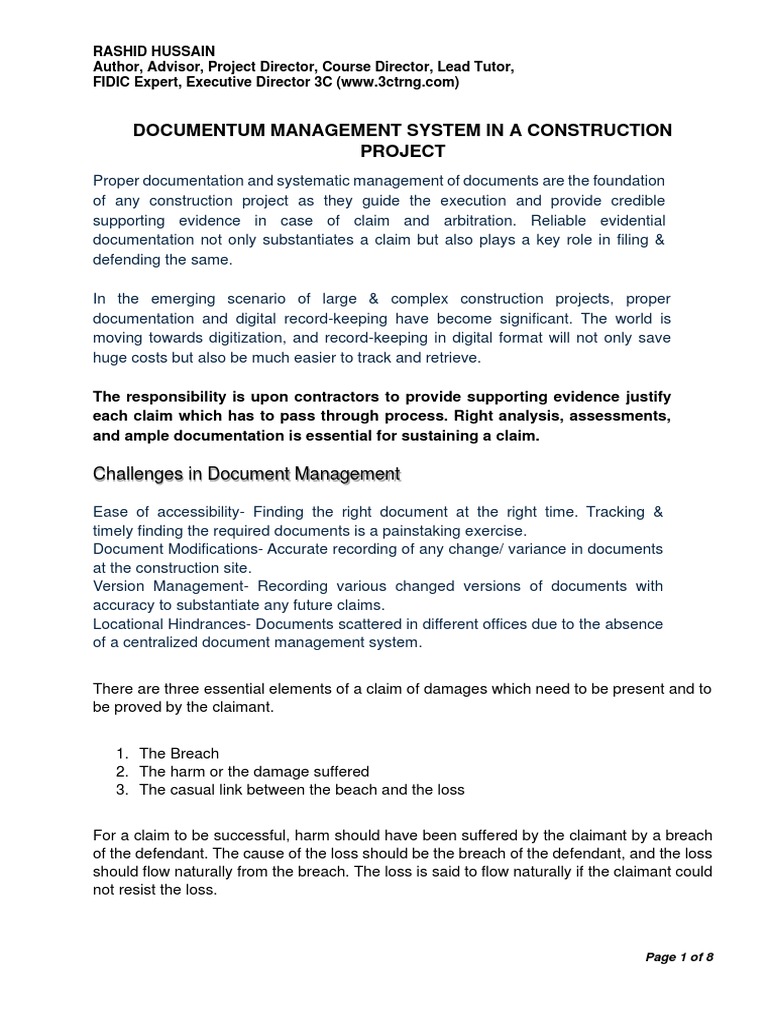 Documentum Management System in A Construction Project | PDF ...