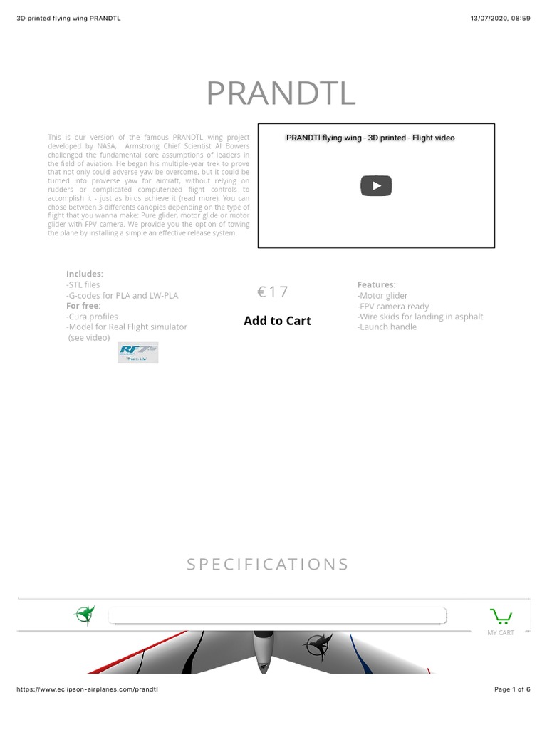 3D Printed Flying Wing PRANDTL | PDF | Flight | Aerospace