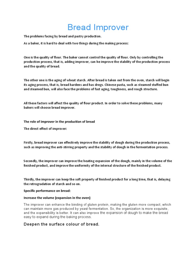 Bread Improver AND GLUTEN | PDF | Breads | Gluten