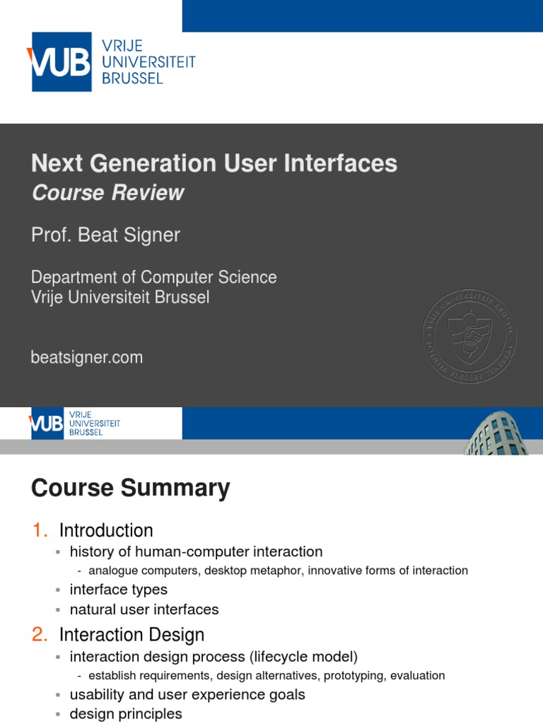 Course Review - Lecture 12 - Next Generation User Interfaces (4018166FNR) | PDF | Human–Computer ...