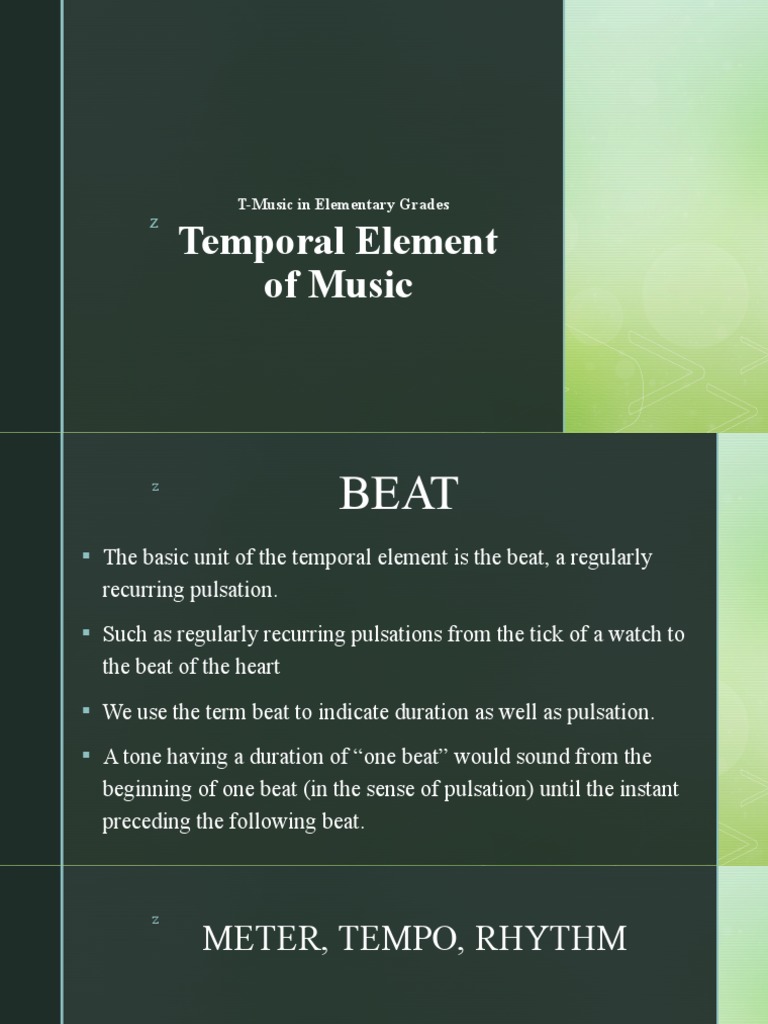 Temporal Element of Music: T-Music in Elementary Grades | PDF | Tempo ...