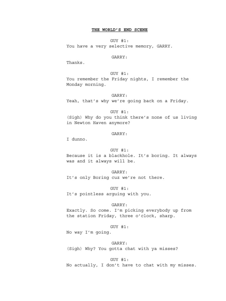 The World's End Scene Dialogue | PDF