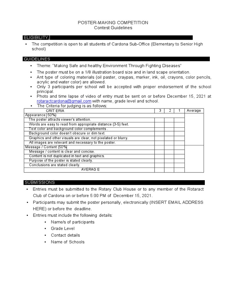 Eligibility Poster Making Competition Contest Guidelines Pdf
