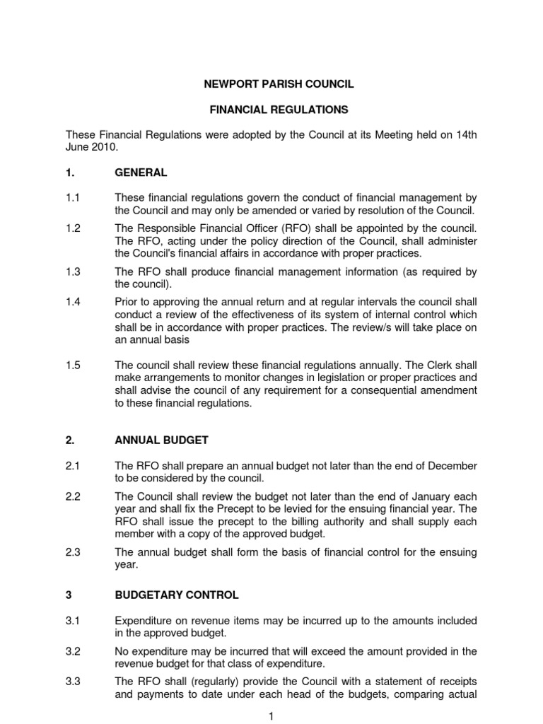Financial Regulations 2010 _2 | Audit | Risk Management