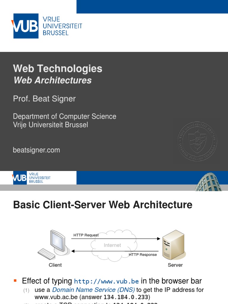 Web Architectures - Lecture 2 - Web Technologies (1019888BNR) | PDF ...