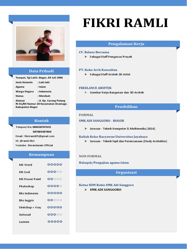 CV Fikri Ramli: Arsitek & 3D Artist | PDF
