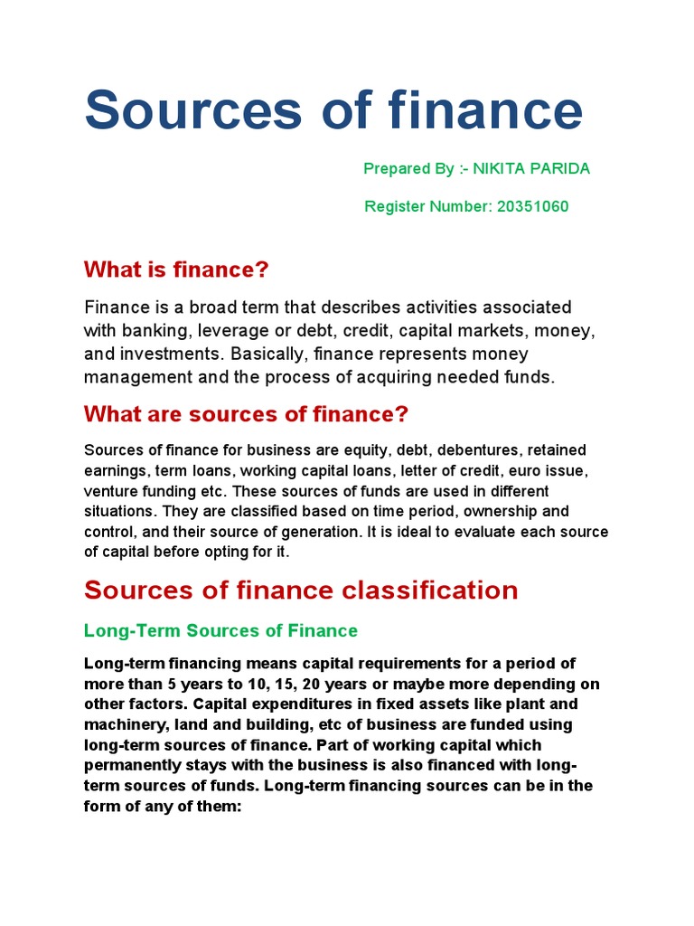 Sources of Finance | PDF | Loans | Factoring (Finance)