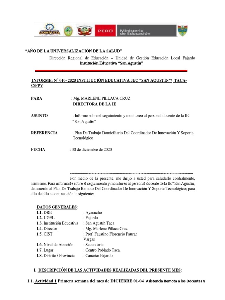 Informe Diciembr 2020 Cist | PDF | Videotelefonía | Maestros