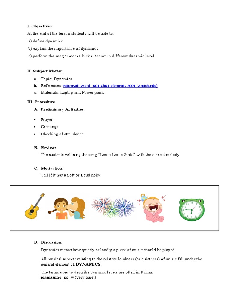 Lesson Plan in Music | PDF | Performing Arts | Sound