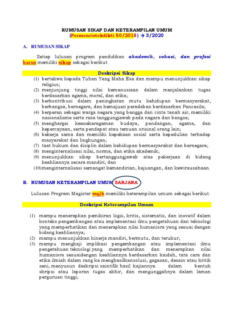 Keterampilan dan Sikap Lulusan Pendidikan | PDF | Karier & Perkembangan ...
