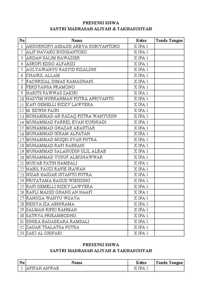 Presensi Siswa Pdf