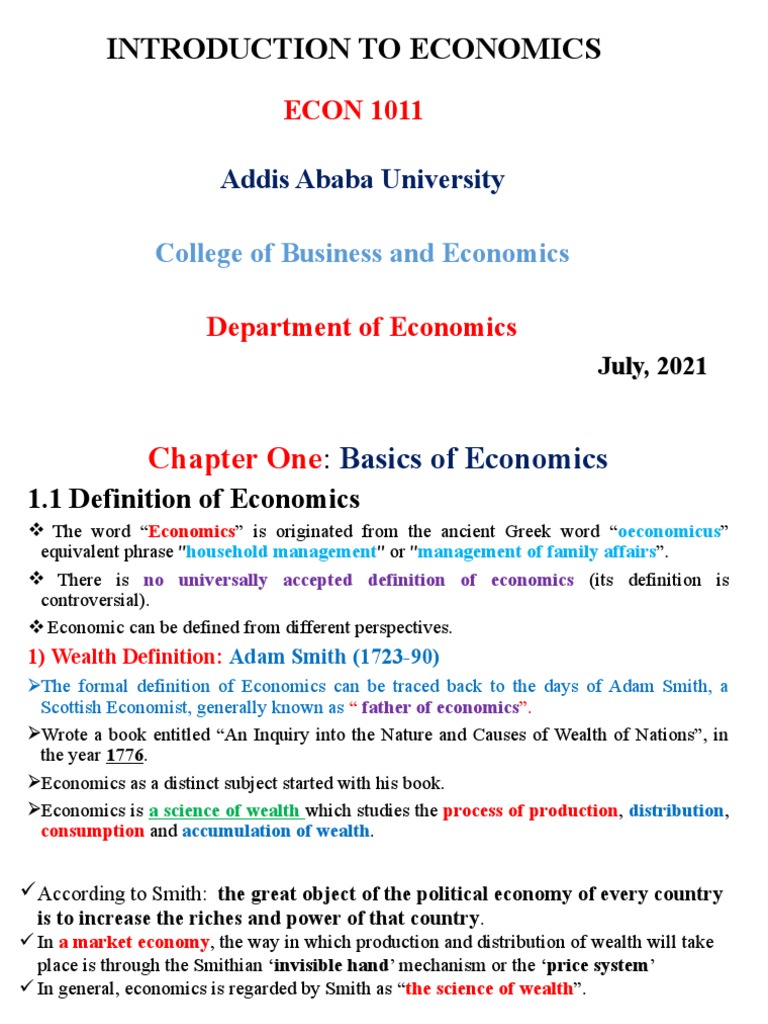 Chap I Basics of Economics | PDF | Economics | Theory