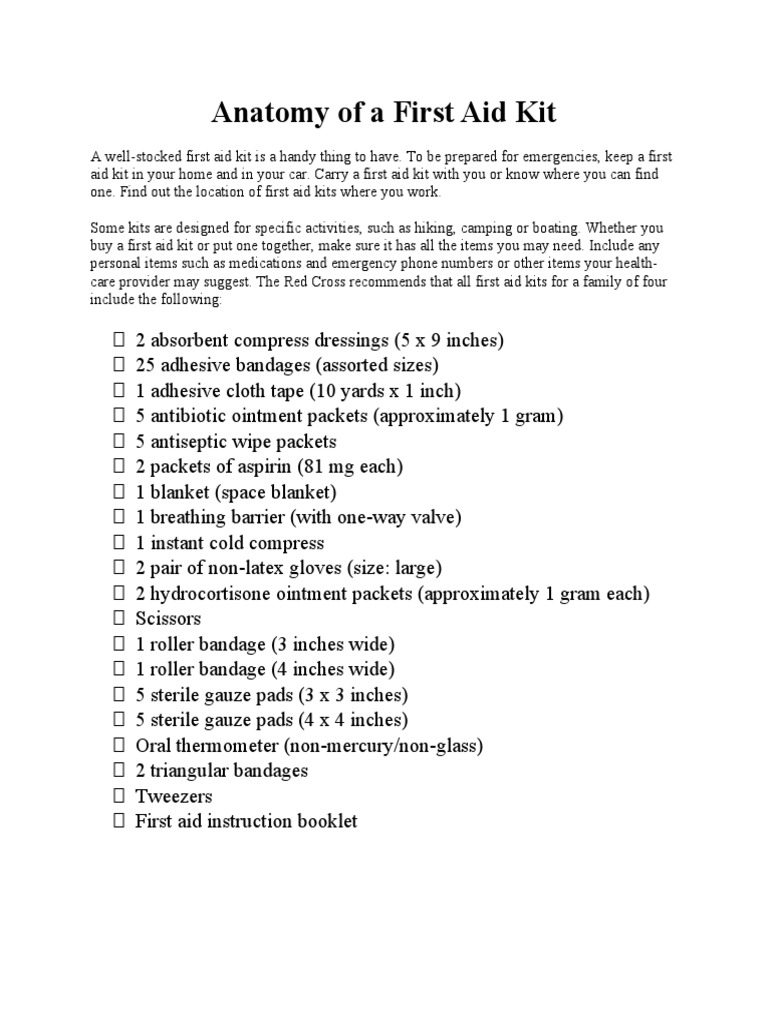 First Aid Kit | PDF | Wellness