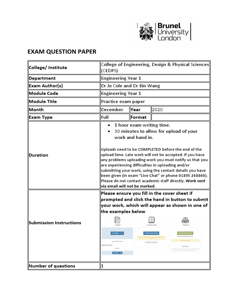 Exam Question Paper: Via Email Will Not Be Marked | PDF | Test ...