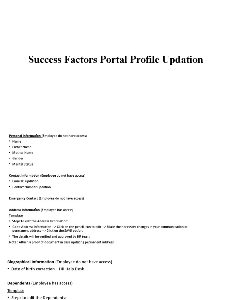 A Guide to Updating Personal and Employment Information in the Success ...