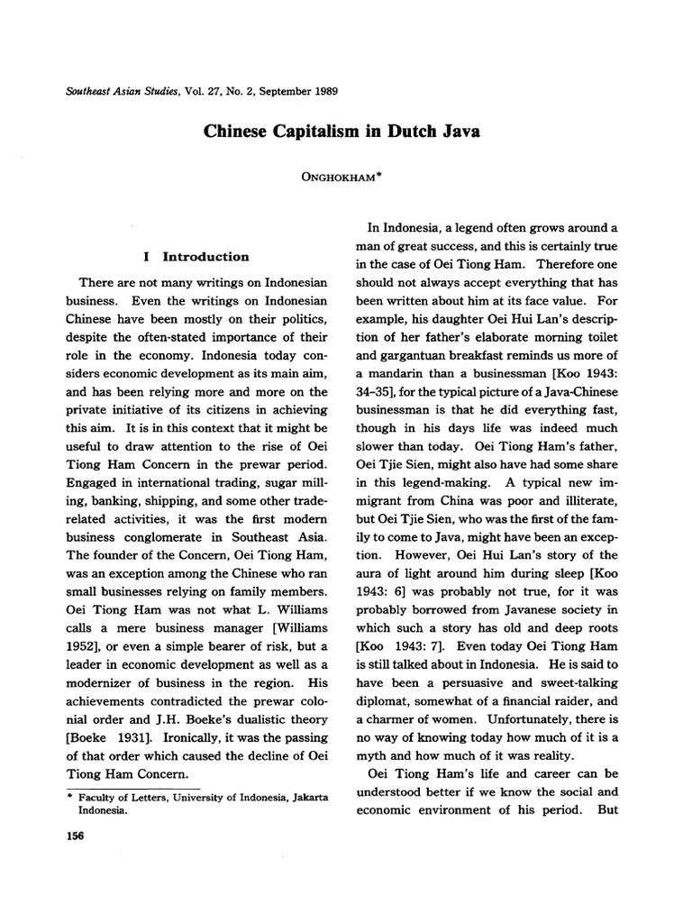 Chinese Capitalism in Dutch Java | PDF | Java