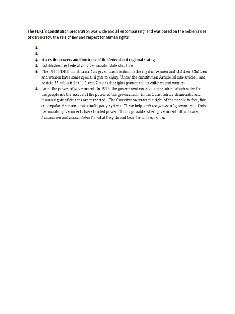 The Achievements of Fdre Constitution | PDF