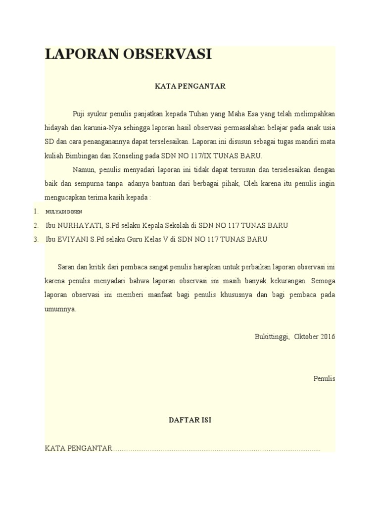 Laporan Observasi | PDF