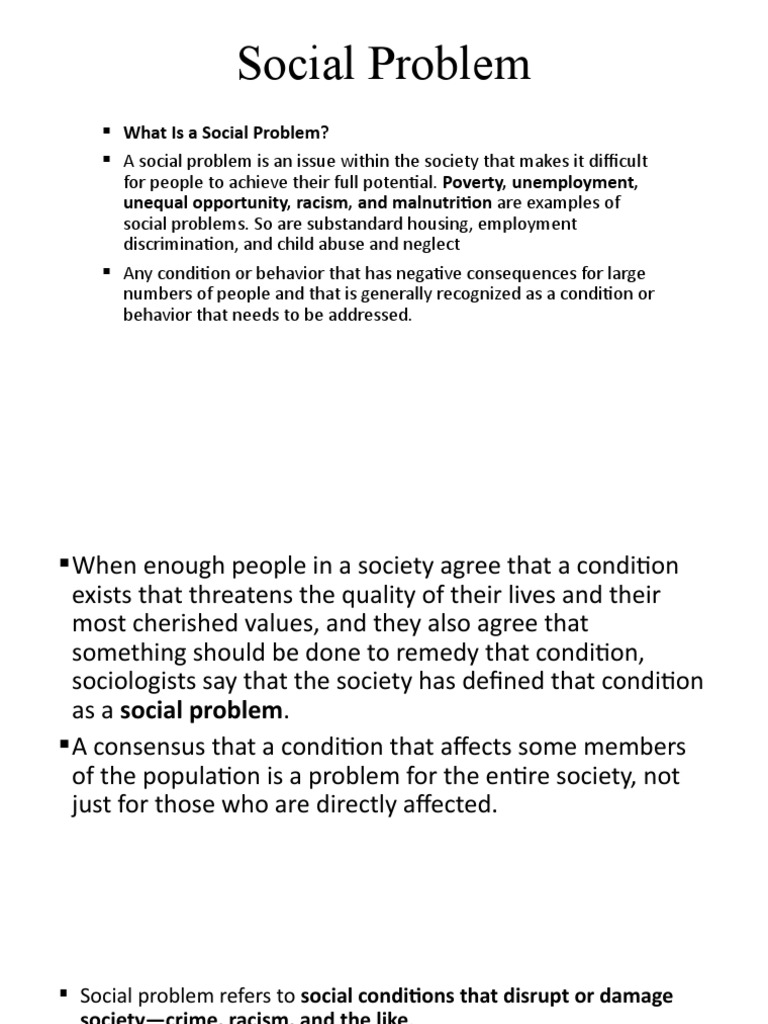 Social Problem: Unequal Opportunity, Racism, and Malnutrition Are ...