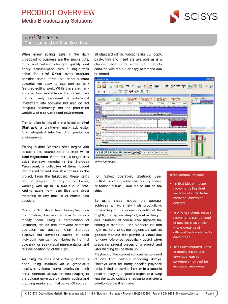 Product Overview: Dira Startrack | PDF | Keyboard Shortcut | Software