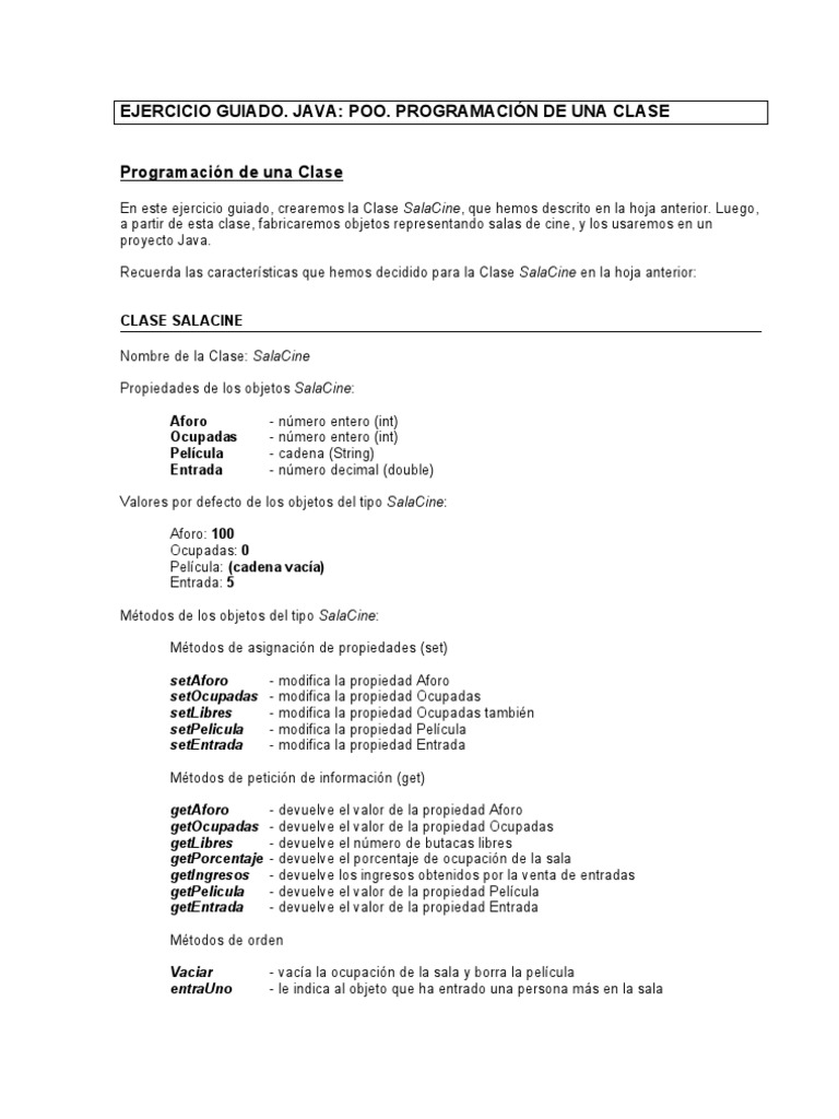29 Poo Programacion de Una Clase | PDF | Java (lenguaje de programación ...