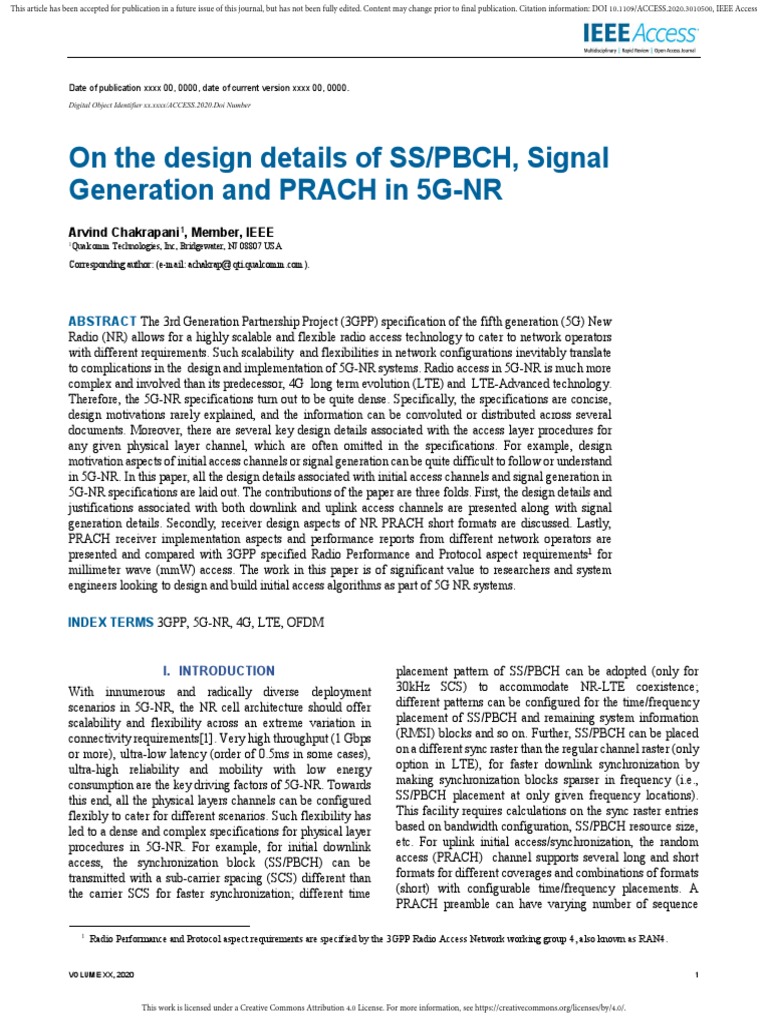 On The Design Details of SS/PBCH, Signal Generation and PRACH in 5G-NR | PDF | Orthogonal ...